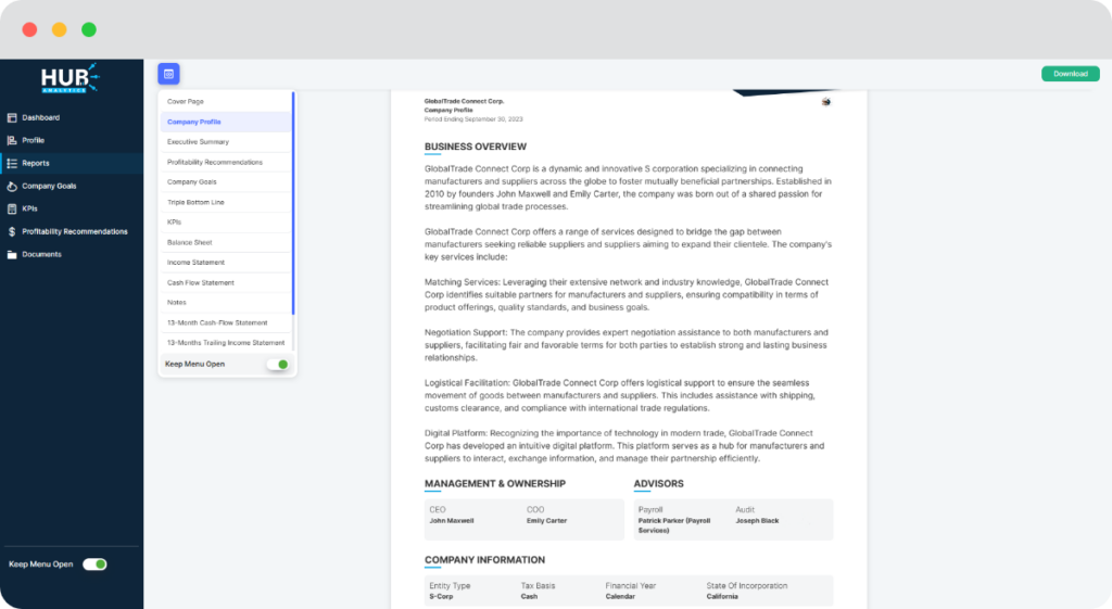 Advanced Financial Reporting & Analysis | Hub Analytics