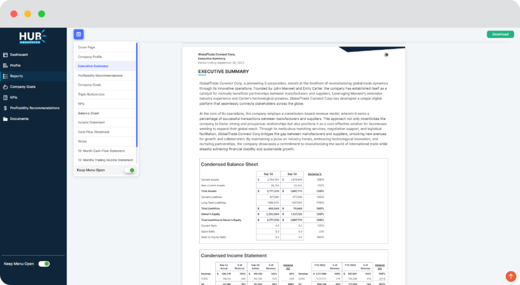 Advanced Financial Reporting & Analysis | Hub Analytics